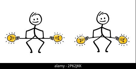 Cartoon stickman, stick figure man with repair set symbol. Screwdriver ...