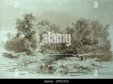 Vasilyev Feodor - Landscape - Russian School - 19th Century Stock Photo ...
