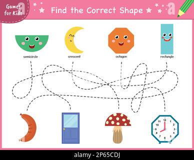 Learning shapes activity page - Semicircle. Geometric shapes worksheets ...