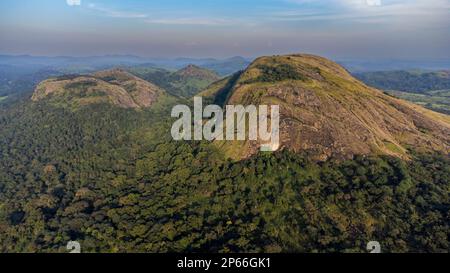 Aerial of the granite mountains in Central Guinea, West Africa, Africa ...