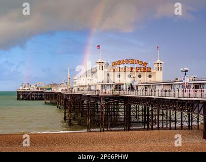 Rainbow over the Brighton Palace Pier, City of Brighton and Hove, East ...