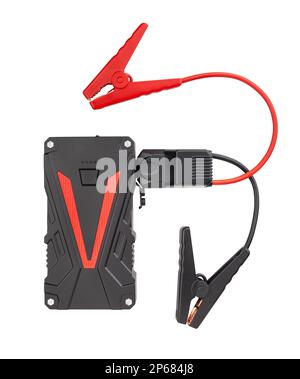 engine jump starter clamp path isolated on white Stock Photo - Alamy