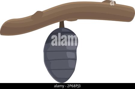 Black cocoon icon cartoon vector. Nature larva. Pupa wildlife. Black ...