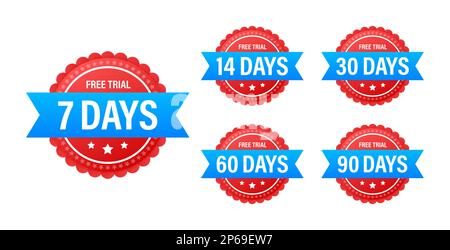 60 Days Free Trial stamp vector illustration. Free trial badges. Vector ...