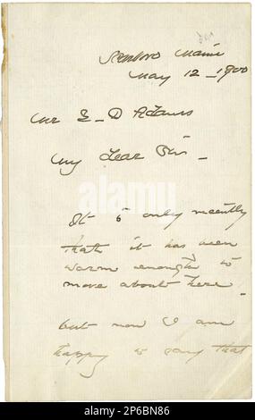 Winslow Homer, Letter to Edward Adams, 16 July 1889, ink on paper Stock ...