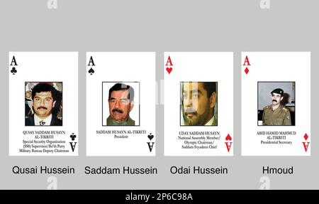 Saddam Hussein playing cards, Iraq war most wanted playing cards Stock ...