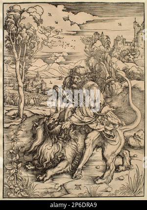 Samson Fighting a Lion Stock Photo - Alamy