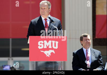 April 23, 2012: Steve Orsini (podium) with R. Gerald Turner (seated ...