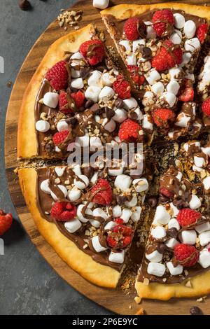 Homemade Sweet Chocolate Hazelnut Pizza Pastry with Marshmallows and ...