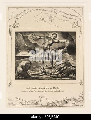 William Blake, Satan Smiting Job with Sore Boils, painting tempera on ...
