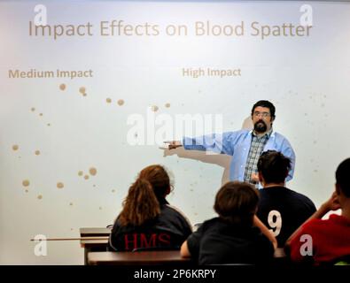 Blood spatter. In forensic science, the pattern created by projected ...