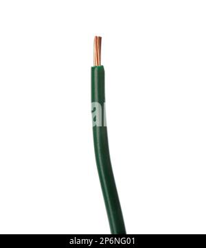 One stripped electrical wire isolated on white Stock Photo - Alamy