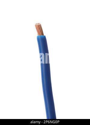 One stripped electrical wire isolated on white Stock Photo - Alamy