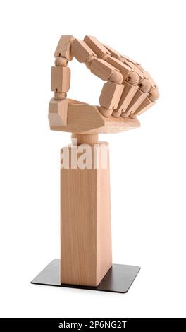 Decorative wooden hand isolated on white background Stock Photo - Alamy