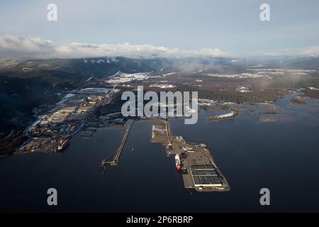 The town of Kitimat, B.C., is pictured in an aerial view on Tuesday Jan ...