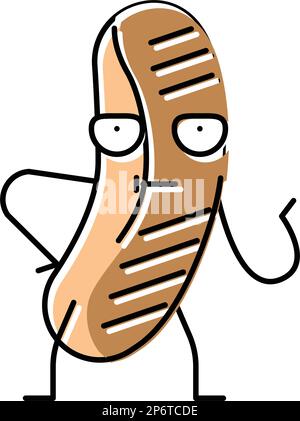 wurst meat character line icon vector illustration Stock Vector Image ...
