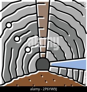 underground mining copper production line icon vector illustration ...
