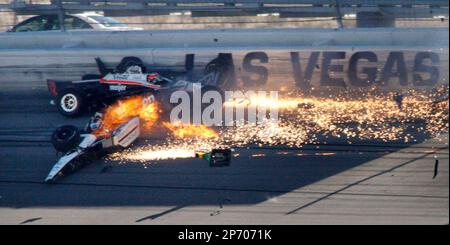 Drivers crash during a wreck that involved 15 cars during the IndyCar ...