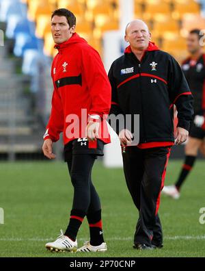 Neil Jenkins Kicking Coach of Wales during pre match warm up ahead of ...