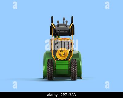 New walk behind tractor back view 3d render on white with colored alpha ...