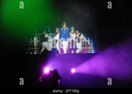 Japanese pop band SMAP members Kimura Takuya, Nakai Masahiro, Goro ...