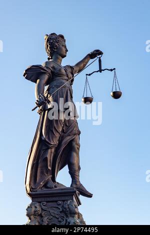 Frankfurt, Germany - February 28, 2023: Statue of Lady Justice ...