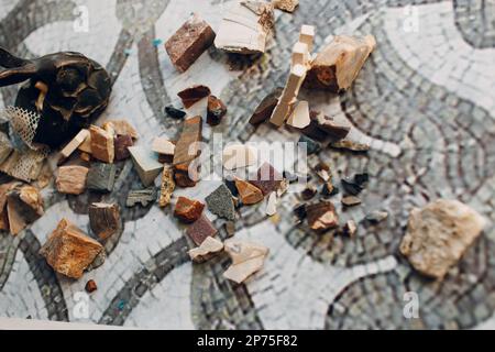 Multi colored colorful pieces of smalt glass for mosaic Stock Photo - Alamy