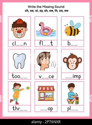 Ch digraph spelling rule educational poster for kids with words Stock Vector Image & Art - Alamy