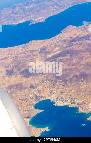 Aerial view of Paros island heart shaped bay with Parikia town.seen ...