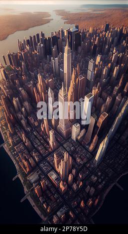 Aerial view of Lower Manhattan. New York. wide view Stock Photo - Alamy