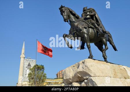 Bell Tower, Ethem Bey Mosque and Skanderbeg Monument, Skanderbeg Square ...