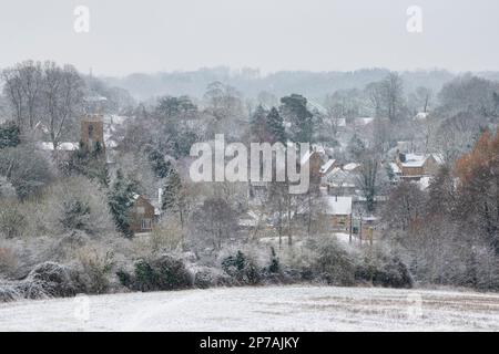 South Newington village in the winter snow. South Newington ...