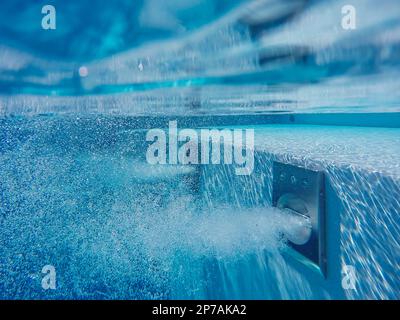 Swimming pool, counter-current system provides current in small private ...