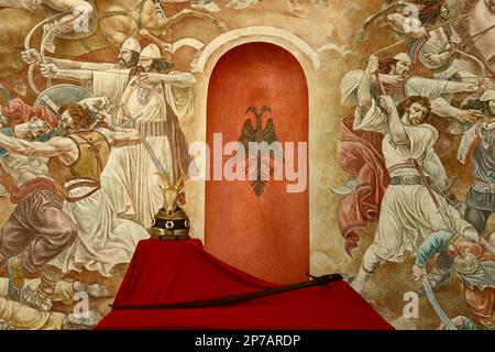 Copy of the helmet and sword of Skanderbeg in the museum of the ...