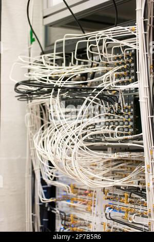 Switchboard panel with messy cables connections,The PABX Stock Photo ...