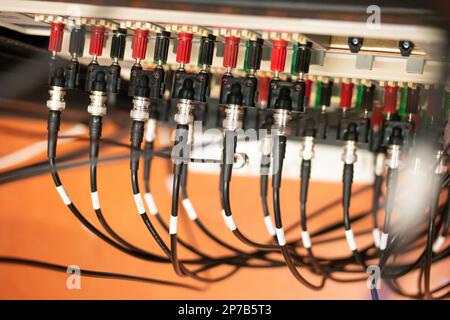 Switchboard panel with messy cables connections,The PABX Stock Photo ...