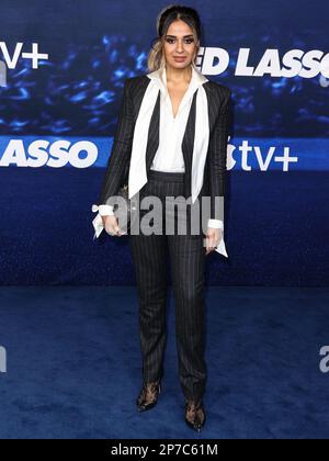 Ambreen Razia arrives at the season three premiere of "Ted Lasso" on ...
