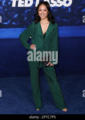 Megan Reyes arrives at the season three premiere of "Ted Lasso" on ...