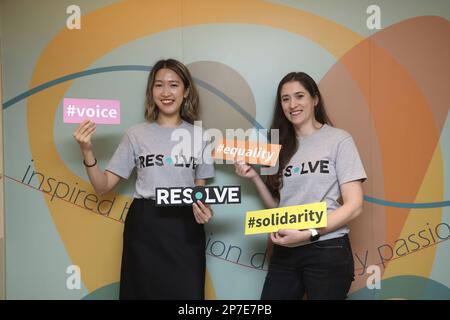 Resolve HKHH assistant communications manager Kelly Shek (L), and ...