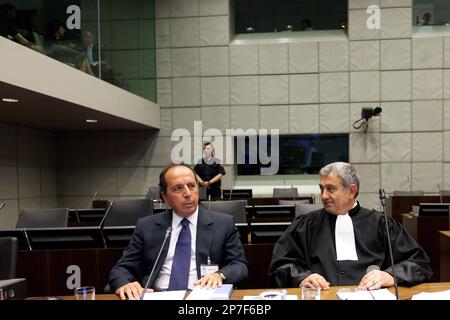 Defence counsel, Akram Azoury is seen in the courtroom of the Special ...