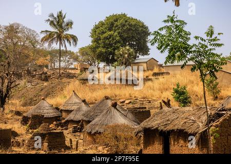 traditional african rural taneka village in benin with circular clay ...