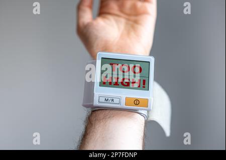 Blood pressure monitor indicates high values which are in the category ...