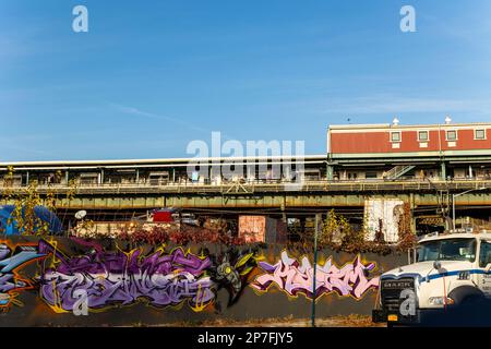 Elevated Subway Railway Track around Broadway Junction in Brooklyn, New ...