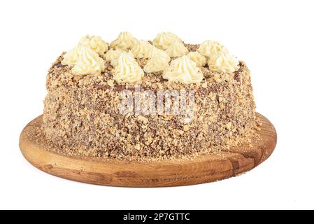 Chocolate cake. Chestnut and hazelnut cake isolated on white background ...
