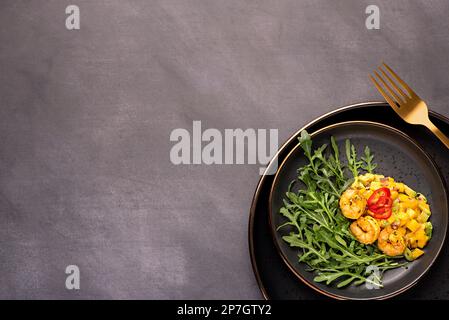 Blank food photography of salad, salsa, mango, avocado, shrimp, prawn ...