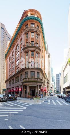 Delmonico’s restaurant occupies the base of this landmark brick, stone ...