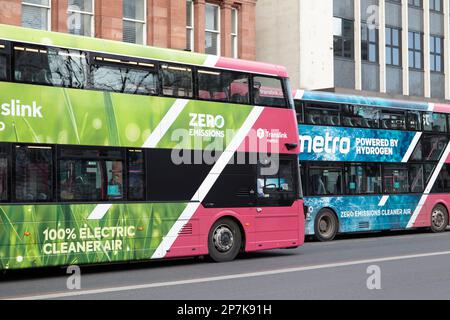 pink metro translink 100% electric belfast city bus public transport ...