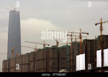 A view of the 432-meter high Guangzhou International Finance Center ...