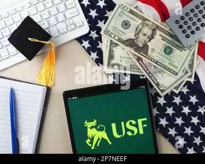 In this photo illustration, University of South Florida logo seen ...