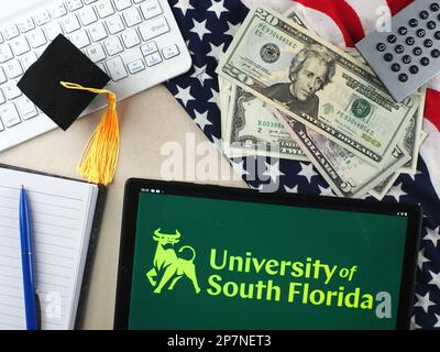 In this photo illustration, University of South Florida logo seen ...